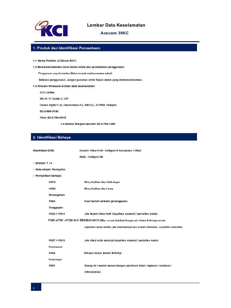 MSDS Acecare 30KC - En.id | PDF