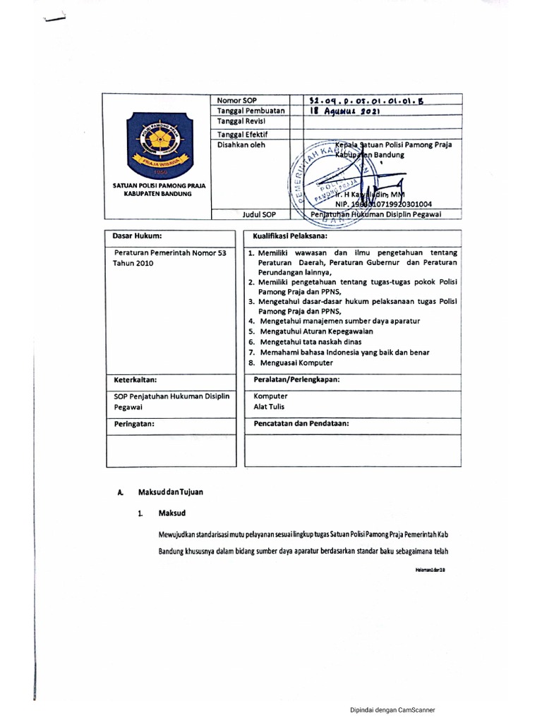 Sop Penjatuhan Hukuman Disiplin Pegawaii | PDF