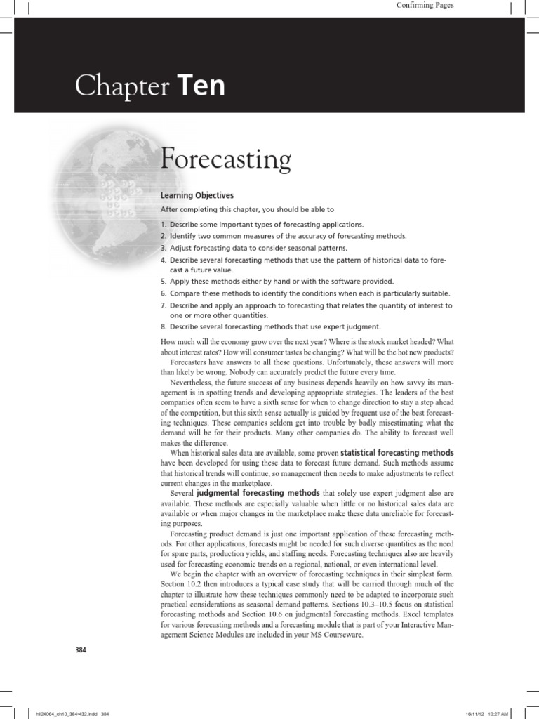Chapter Ten: Forecasting | PDF | Forecasting | Mean Squared Error
