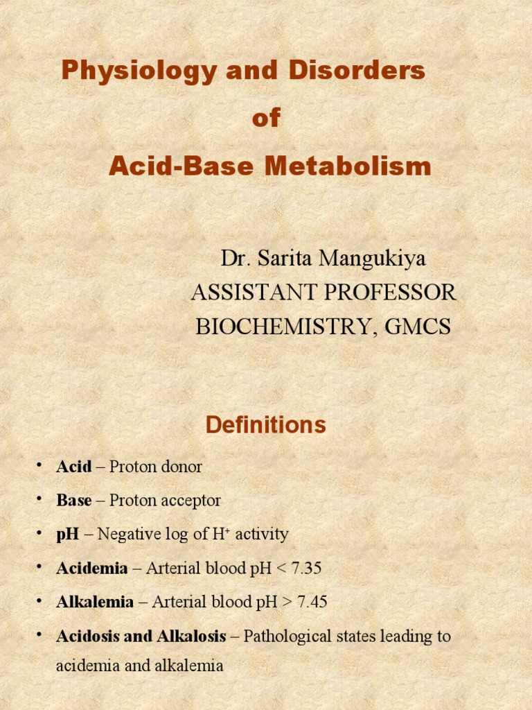 Acid-Base Metabolism Disorders and Physiology | PDF | Buffer Solution | Bicarbonate