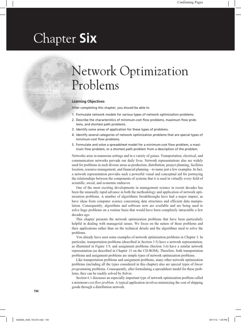 Chapter Six: Network Optimization Problems | PDF | Mathematical Optimization | Algorithms