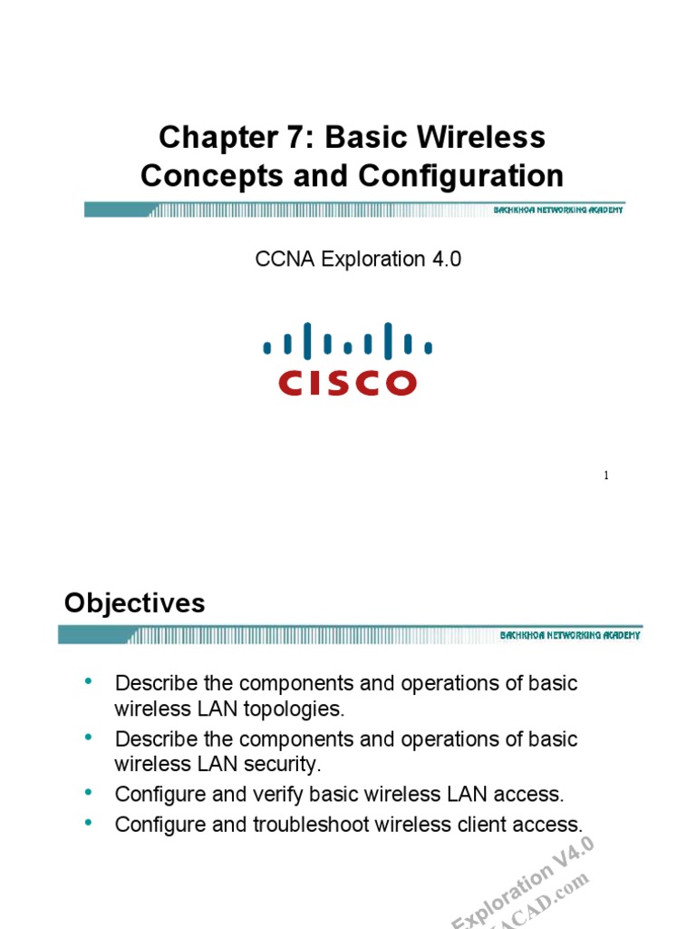 Chapter 7: Basic Wireless Concepts and Configuration: CCNA Exploration 4.0 CCNA Exploration 4.0 ...