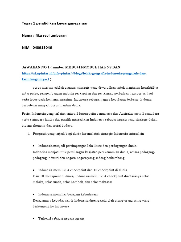 Tugas 1 Pendidikan Kewarganegaraan | PDF | Politik