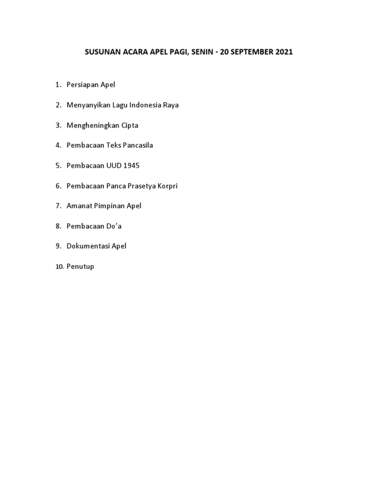 Susunan Acara Apel Pagi | PDF