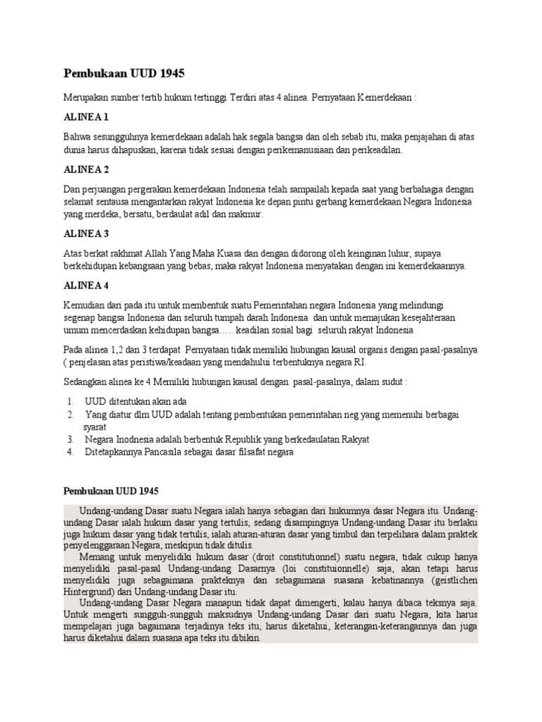 Pembukaan UUD 1945 123456 | PDF