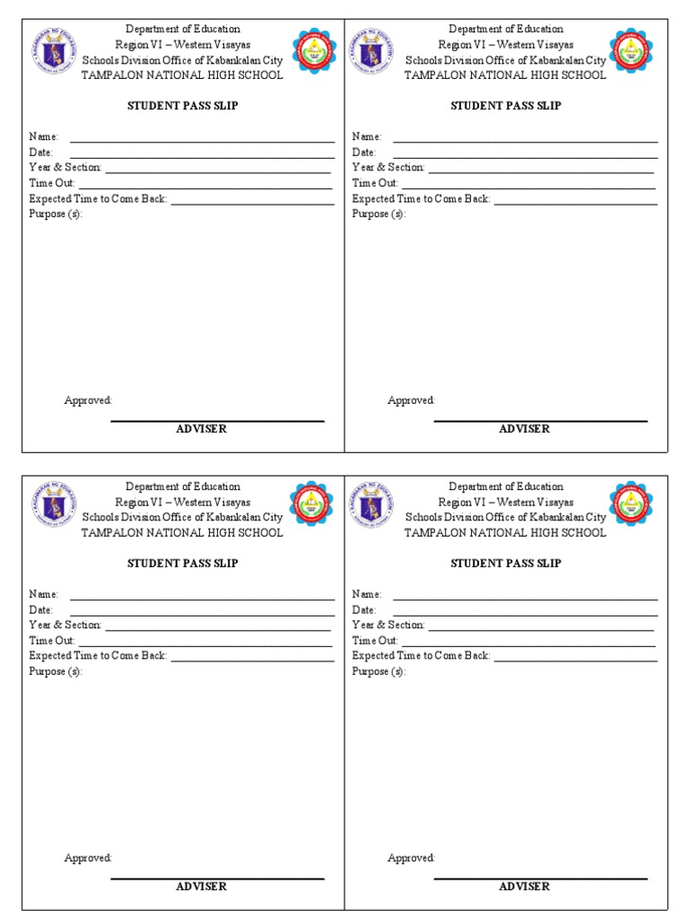 Student Pass Slip | PDF