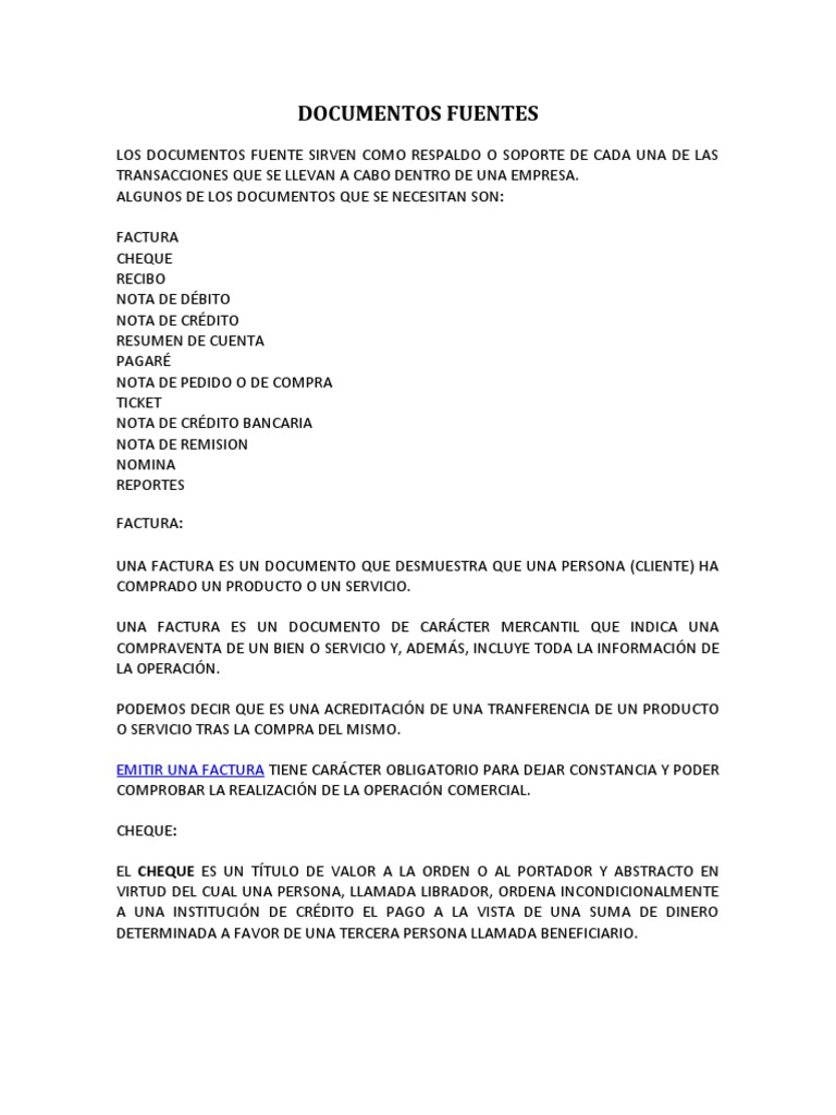 Documentos Fuentes y Tipos de Polizas | PDF | Cheque | Factura