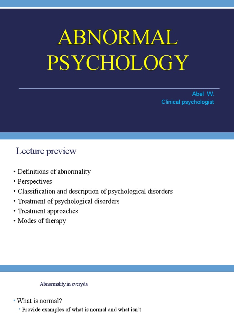 Classification and Treatment of Psychological Disorders: An Overview of ...