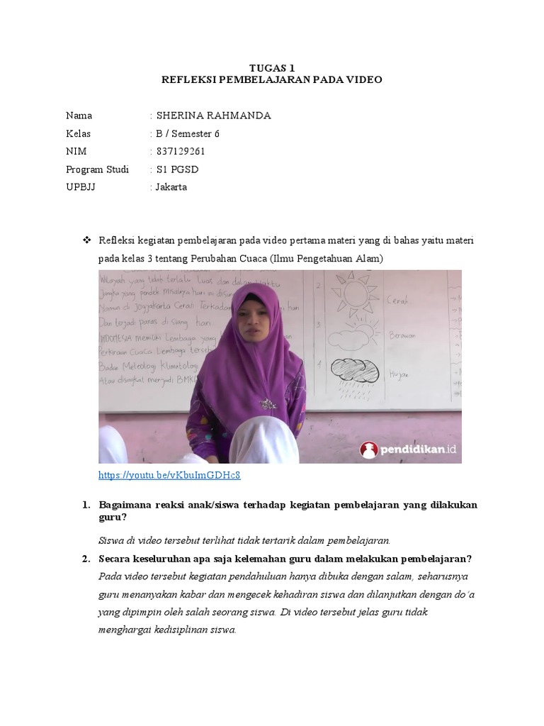 Refleksi Pembelajaran Melalui Video | PDF