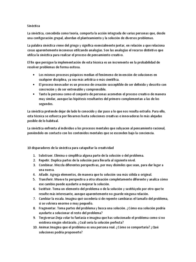 Sinéctica | PDF | Creatividad | Science
