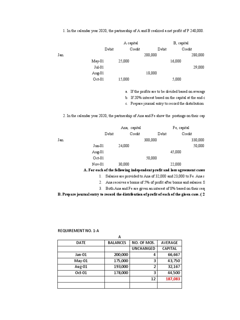 Partnership profit distribution and capital accounts | PDF | Debits And ...