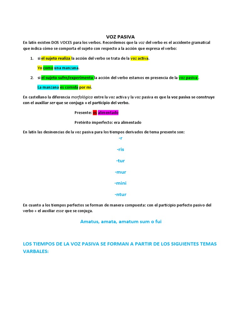 Voz Pasiva | PDF | Verbo | Mecánica del lenguaje