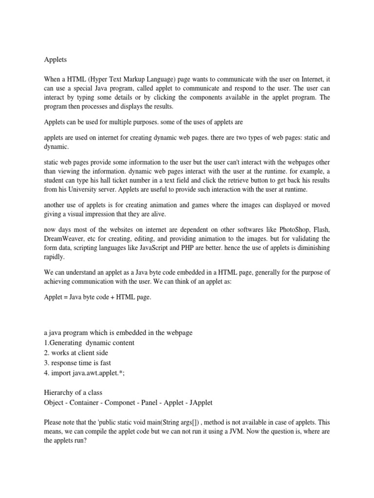 Applet Class Notes PDF | Descargar gratis PDF | Dynamic Web Page ... Applet Class Notes PDF | Descargar gratis PDF | Dynamic Web Page ...