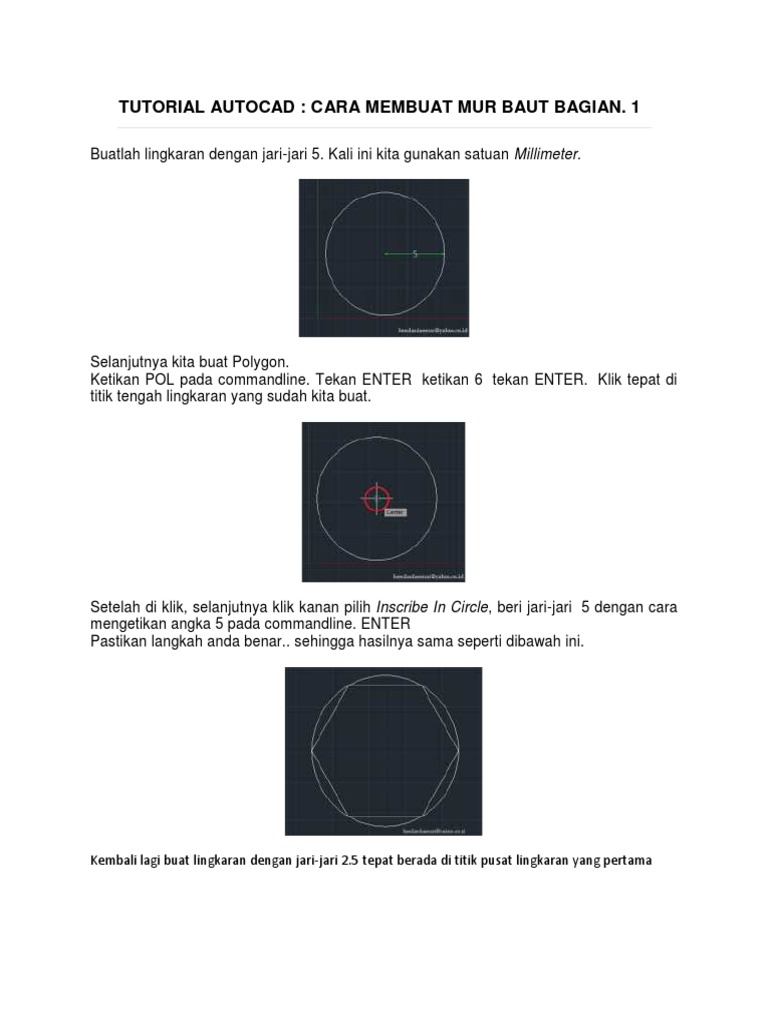 Tutorial Autocad: Gambar Mur dan Baut | PDF | Metode & Bahan Ajar