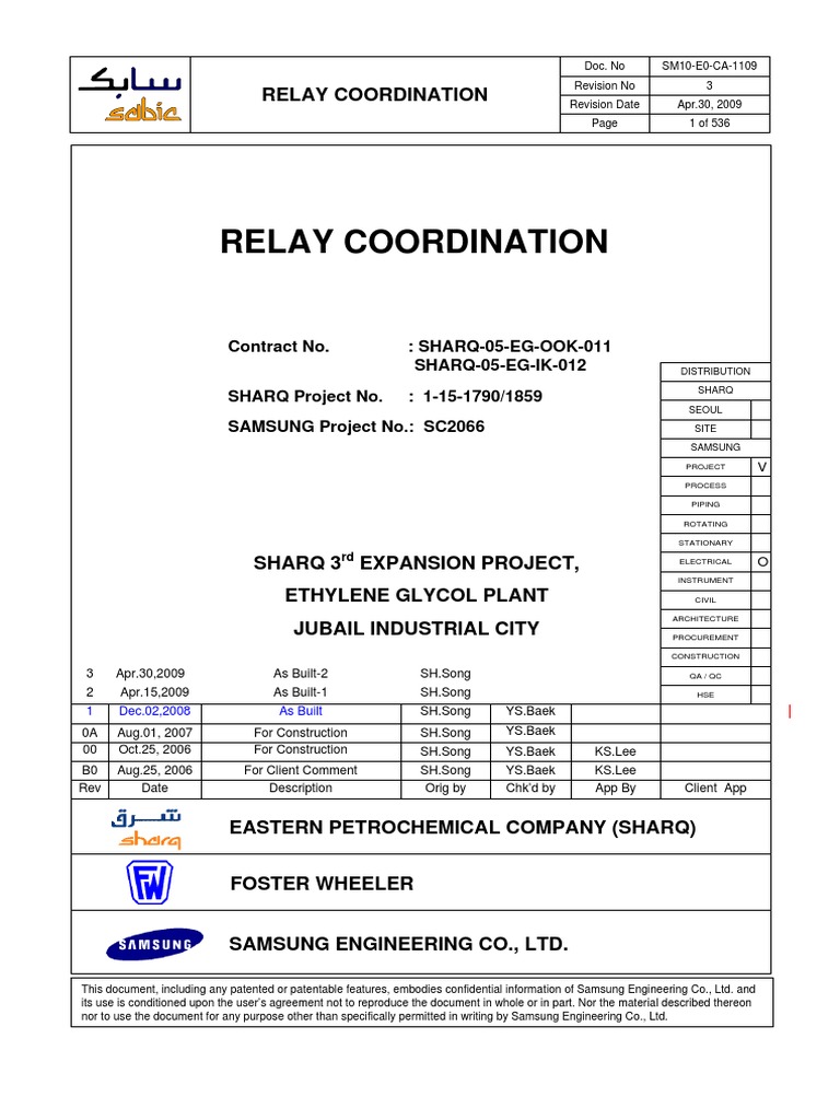 SM10 E0 CA 1109 03 Relay Coordination | PDF | Transformer | Fuse (Electrical)