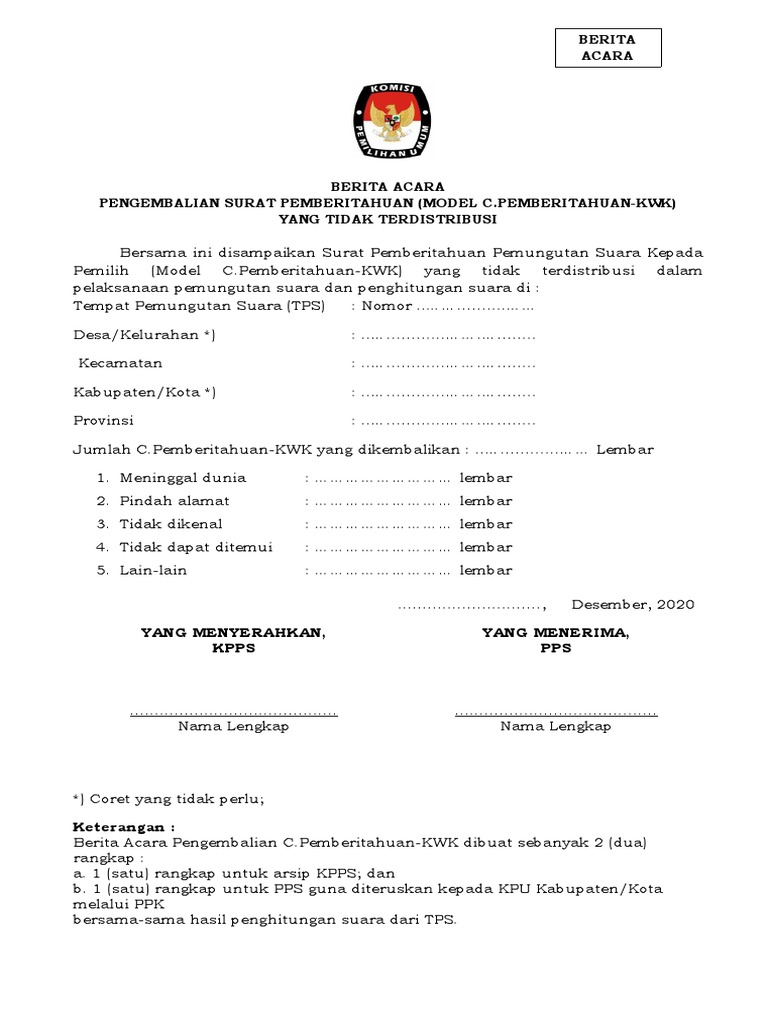 BERITA ACARA Pengembalian C6 | PDF