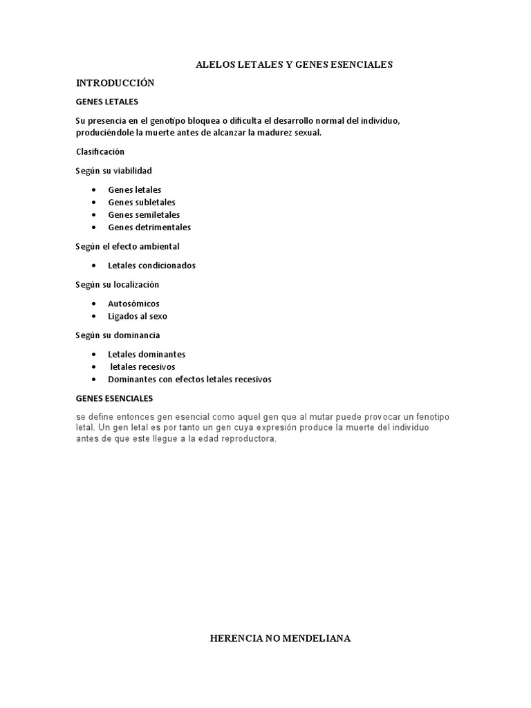 Genética: Alelos Letales y Herencia | PDF