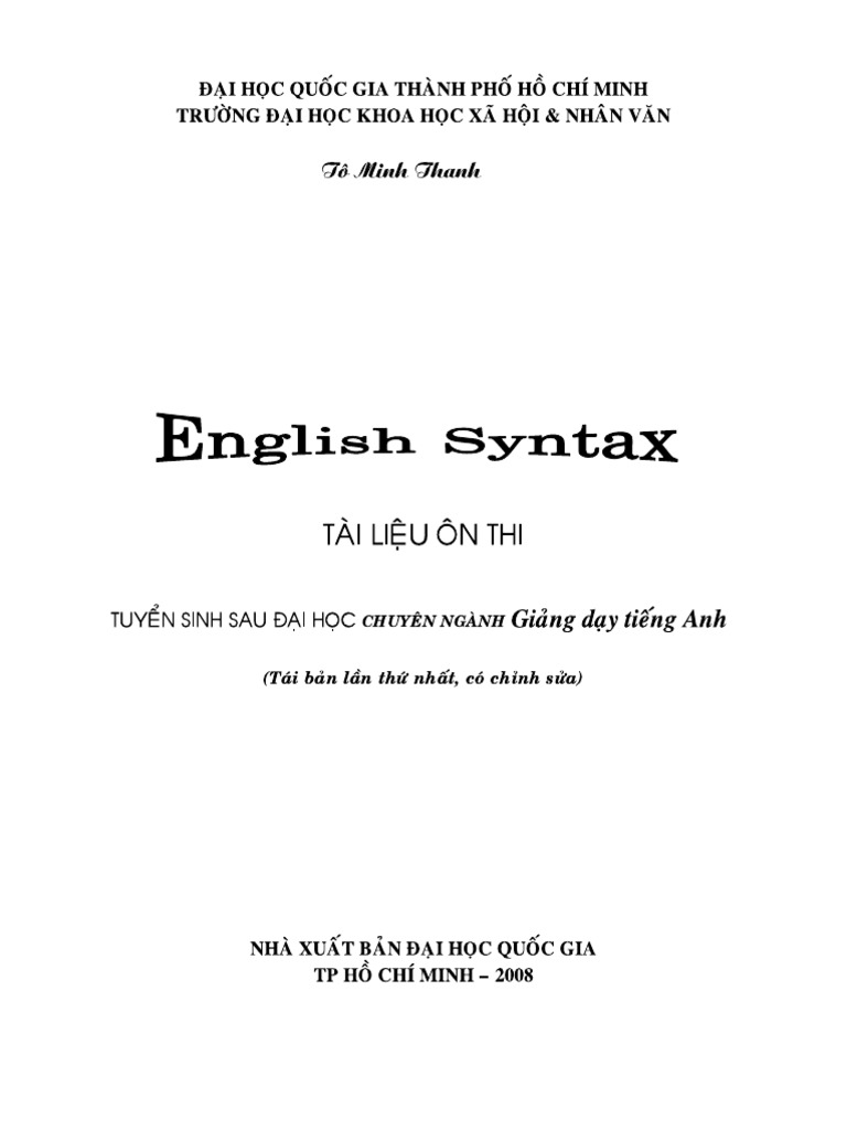 English Syntax To Minh Thanh ST | PDF