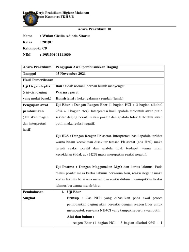 Uji Pembusukan Daging: Metode & Hasil | PDF | Sains & Matematika
