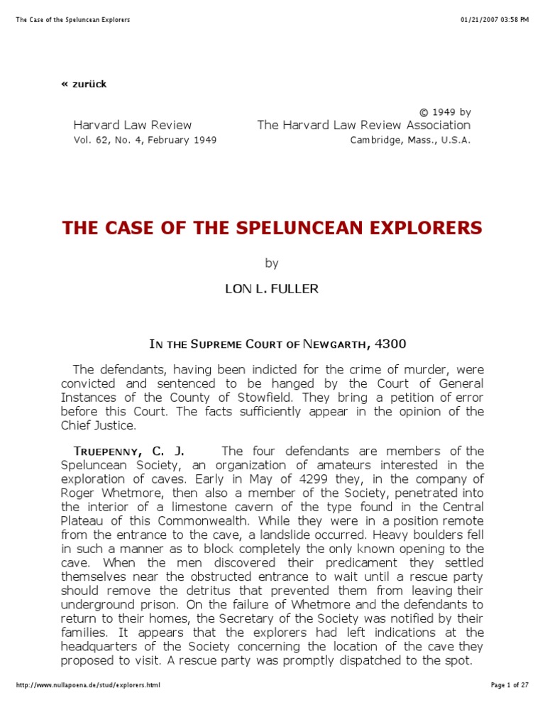 The Case of The Speluncean Explorers - For ALL | PDF | Sentence (Law ...