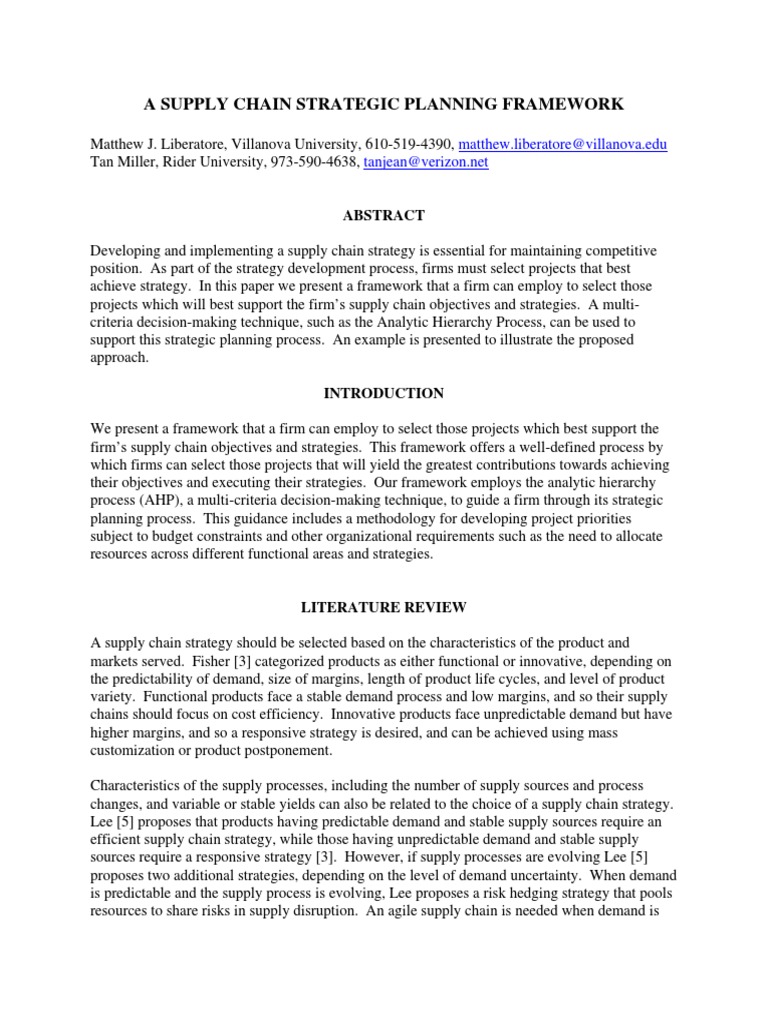 Supply Chain Strategy Framework | PDF | Strategic Management | Supply Chain