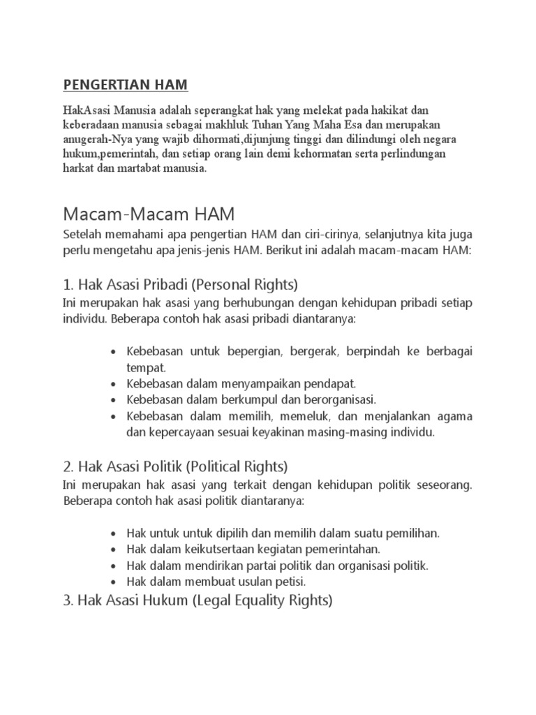 Pengertian Ham | PDF | Politik | Hukum