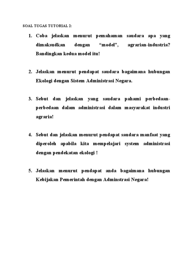 Soal Tugas Tutorial 2 | PDF