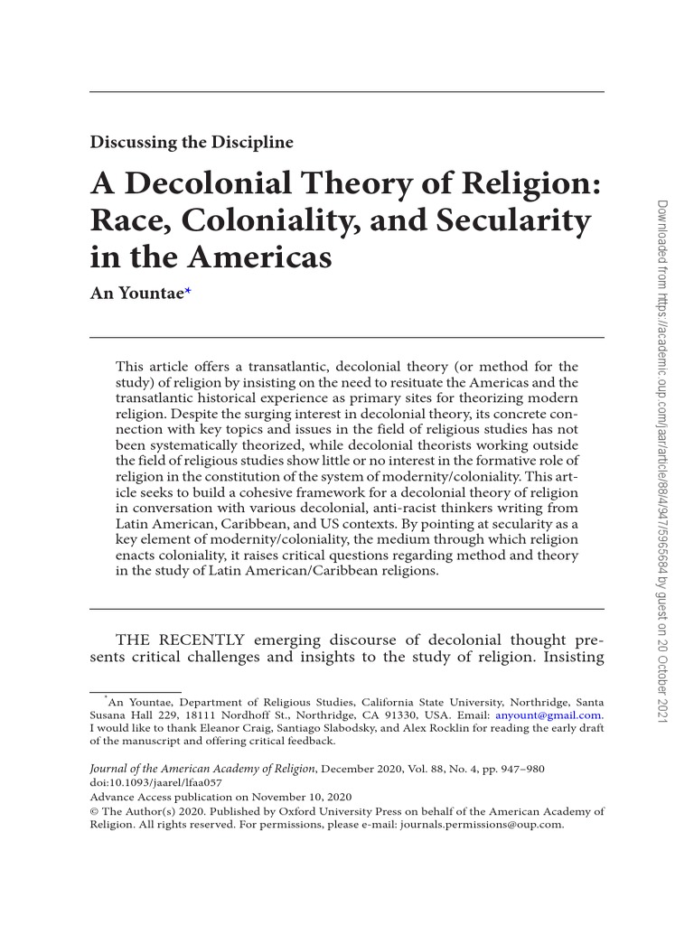 A Decolonial Theory of Religion | PDF | Religious Studies | Secularism