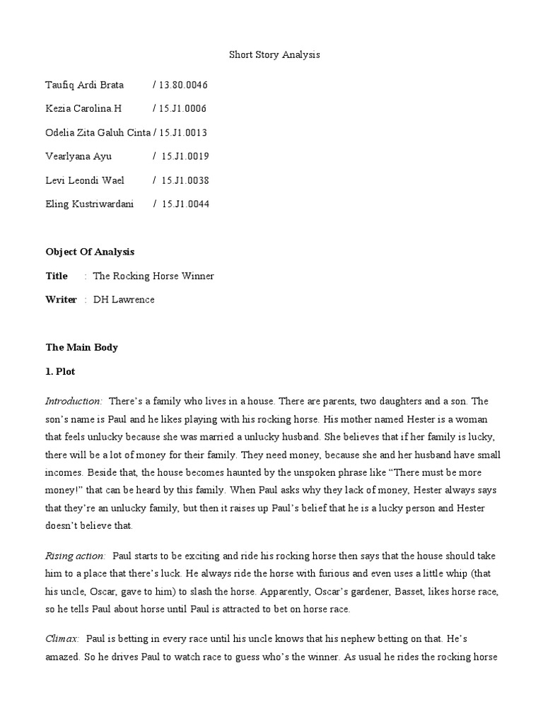 Themes in "The Rocking Horse Winner" | PDF | Luck | Narration
