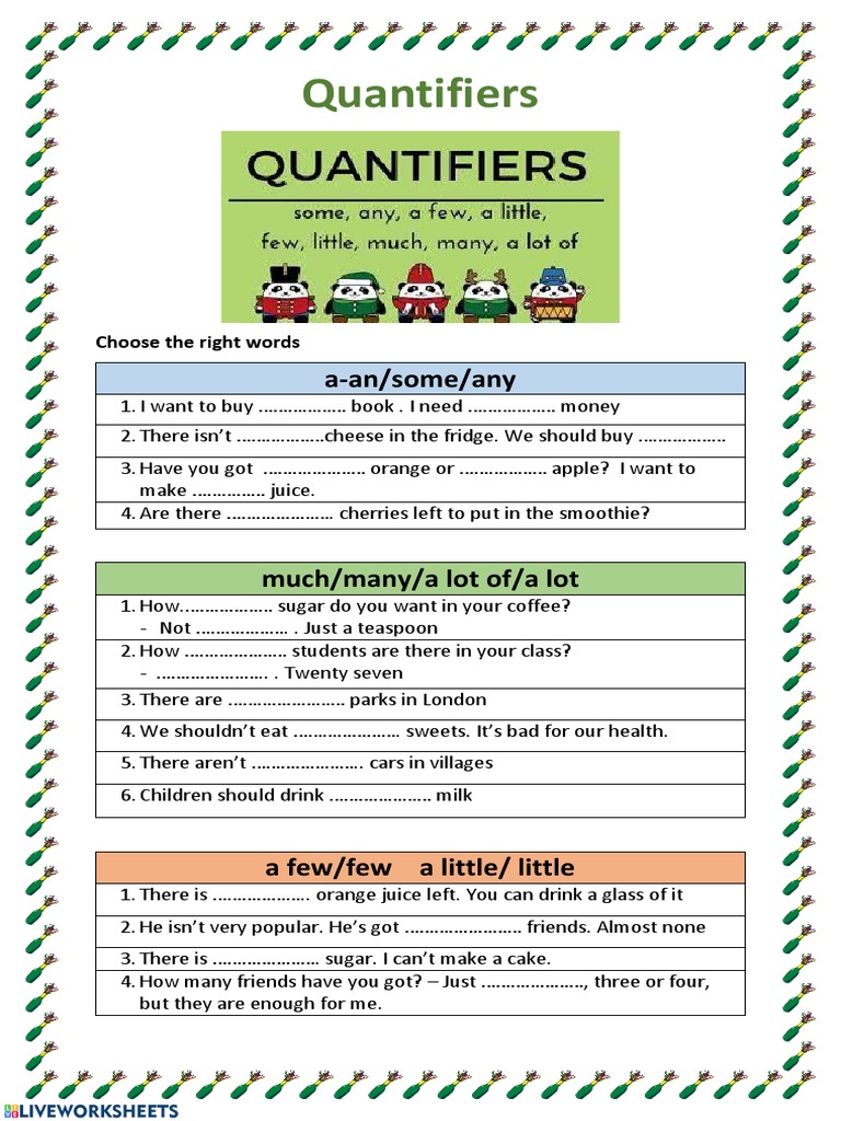 Quantifiers: A-An/some/any | PDF