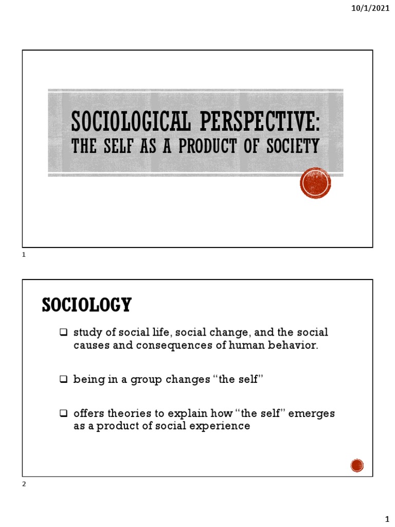 The Self: A Sociological Perspective | PDF | Sociology | Psychological ...