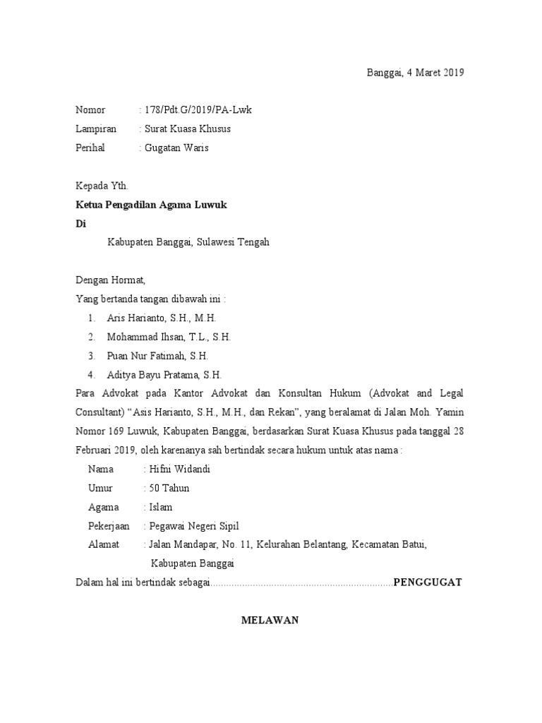 (HAPA) Gugatan Kel. 1 | PDF | Hukum