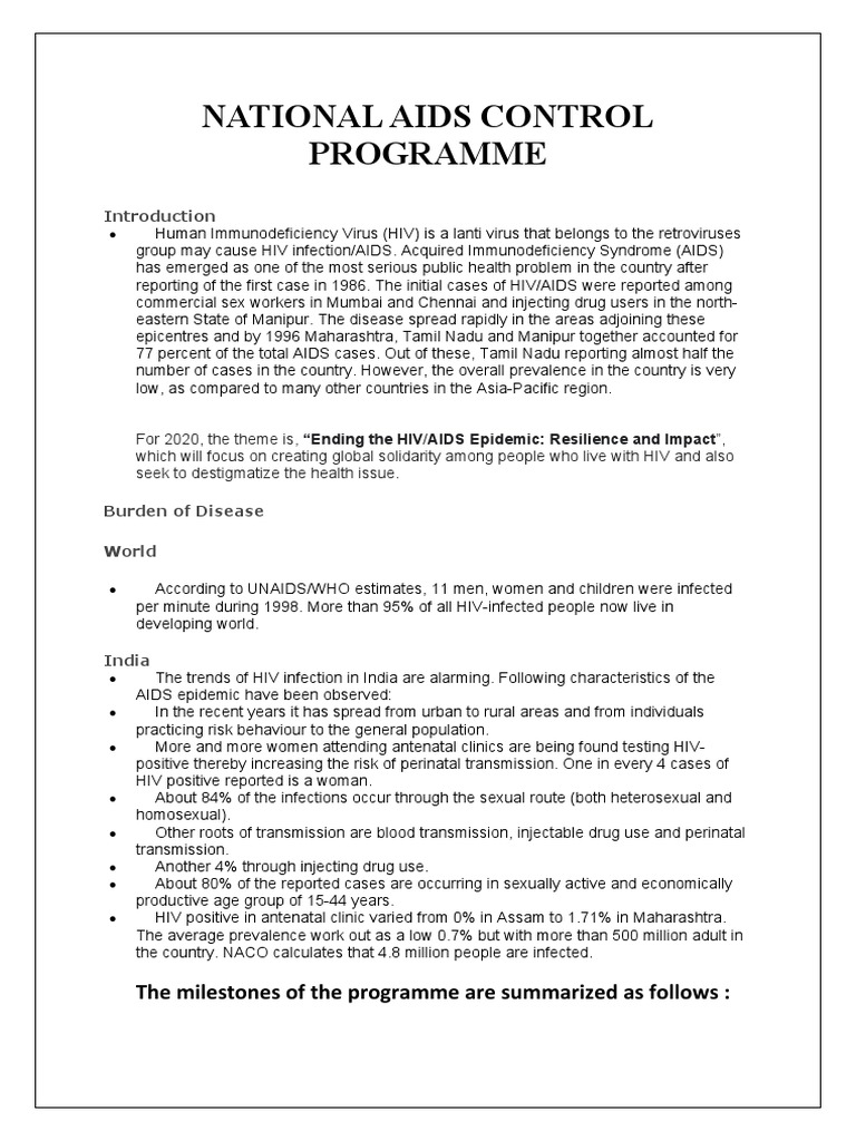 NATIONAL AIDS CONTROL PROGRAMME 3rd Sem | PDF | Hiv/Aids | Tuberculosis