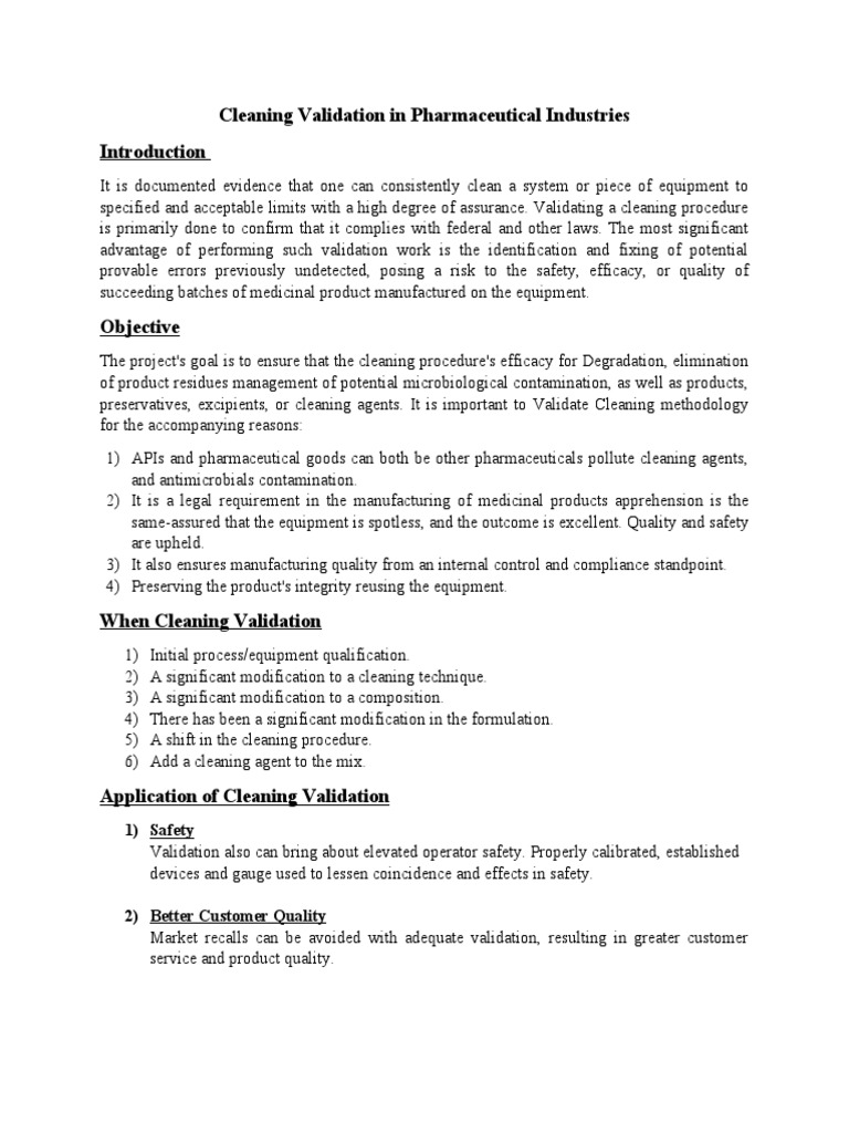 Cleaning Validation in Pharmaceutical Industries | PDF | High ...