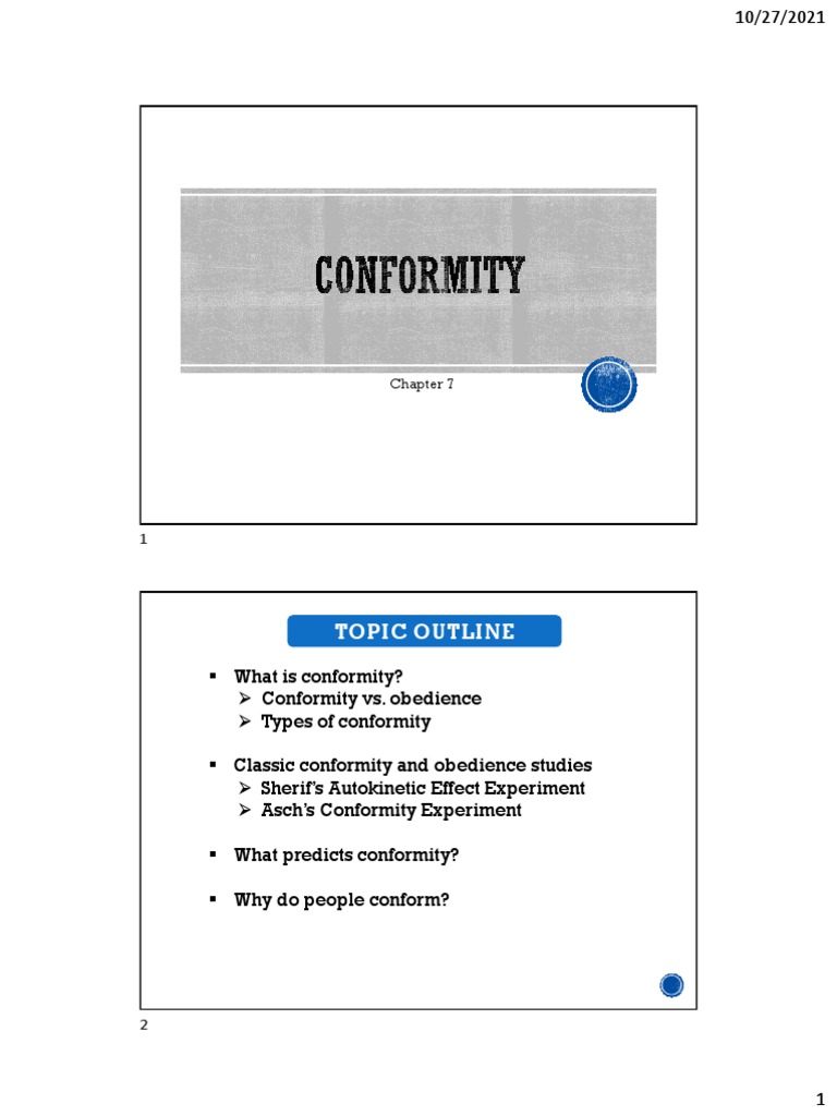 Chapter 7 Conformity | PDF | Obedience (Human Behavior) | Conformity
