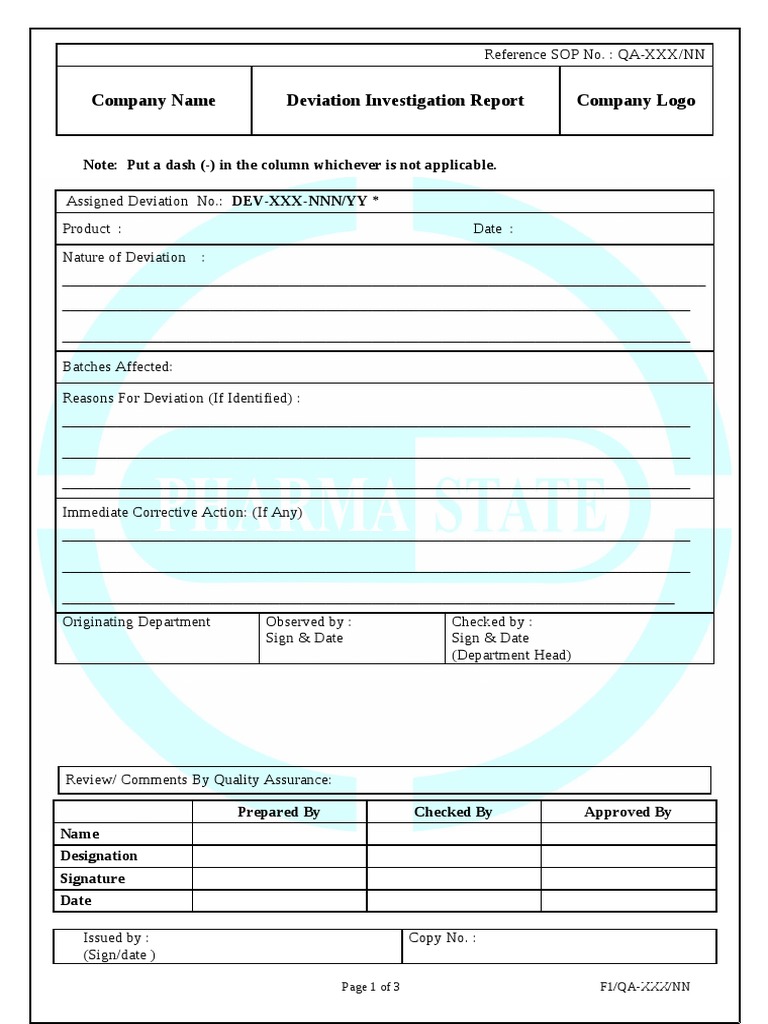 Deviation Form | PDF