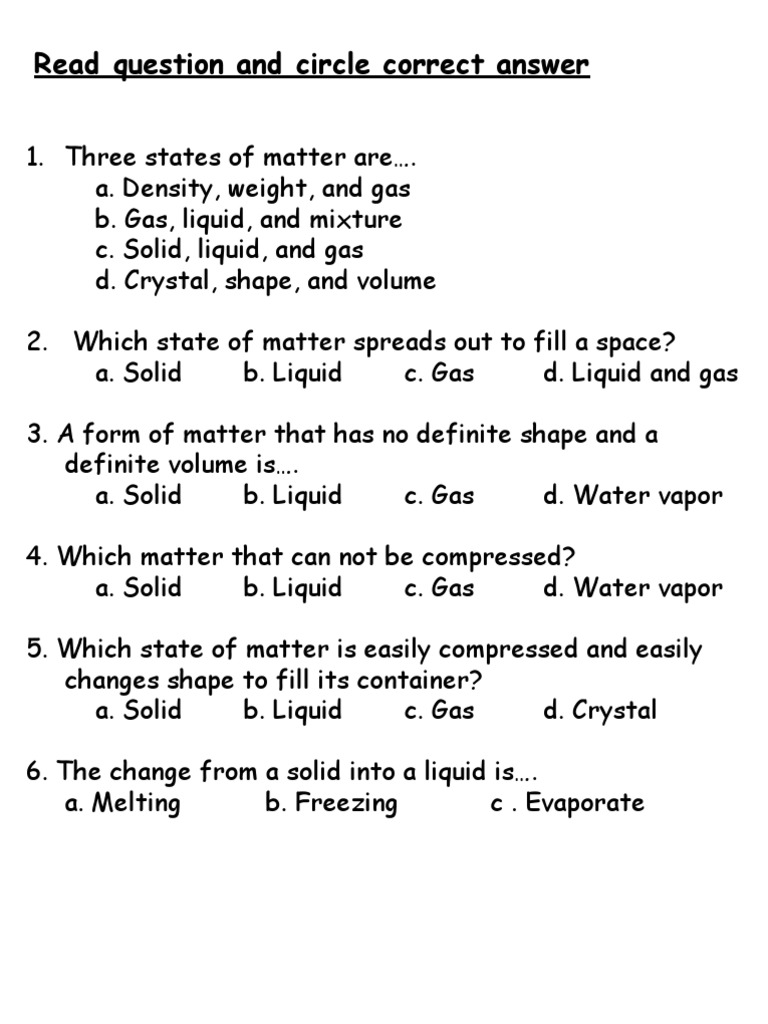 Read Question and Circle Correct Answer | PDF