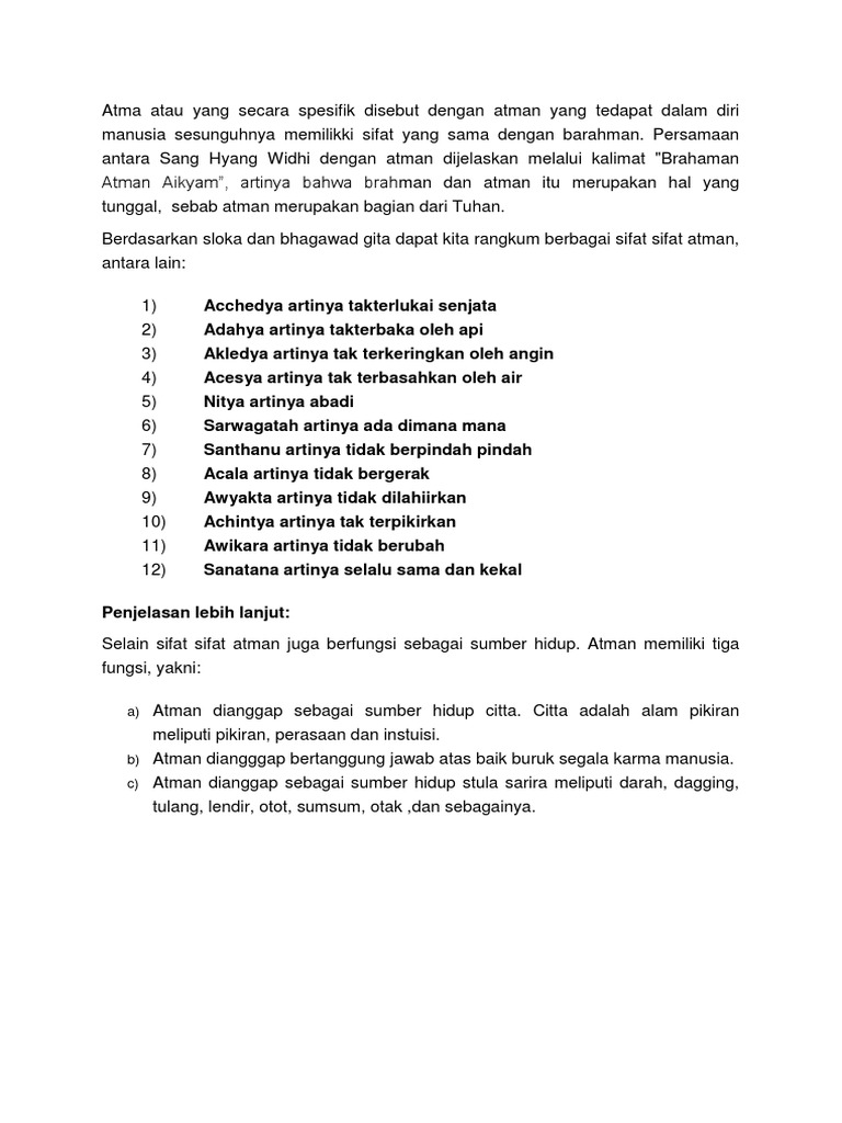Atman Dan Sifat-Sifat Atman | PDF