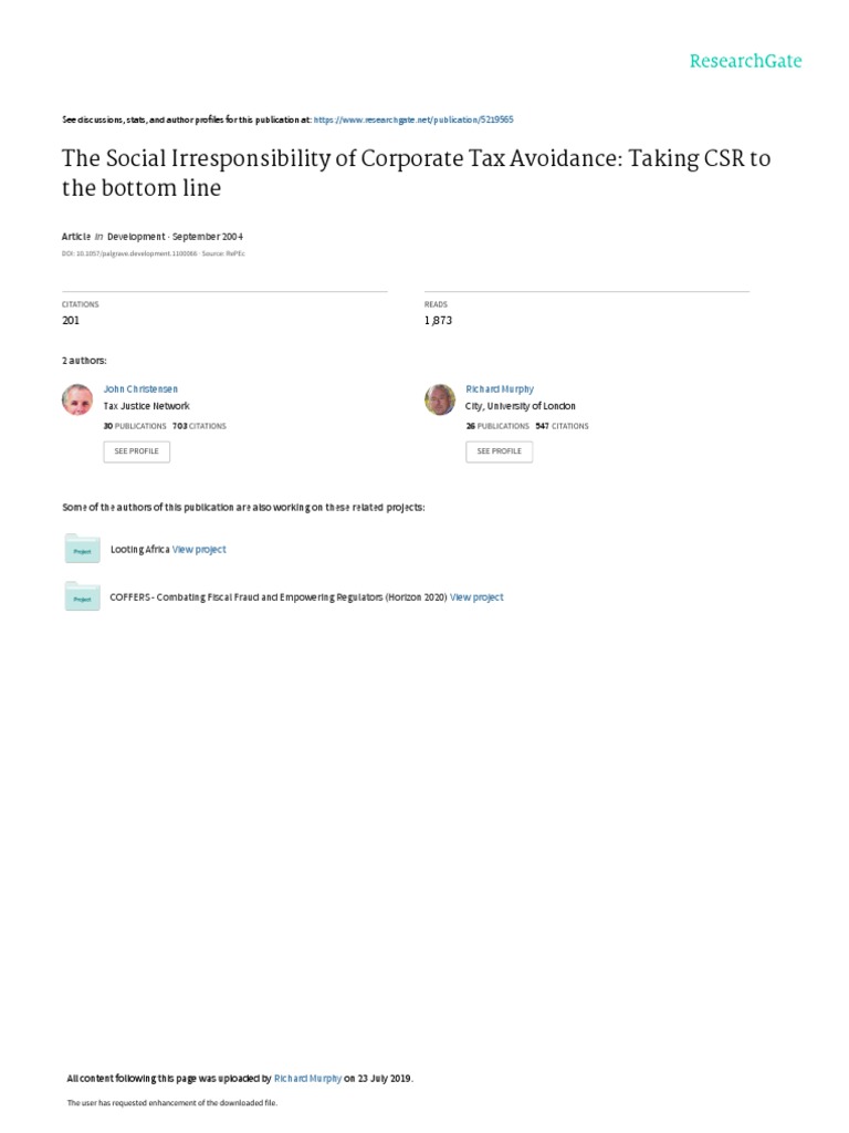 Corporate Tax Avoidance and CSR Impact | PDF | Taxes | Tax Avoidance