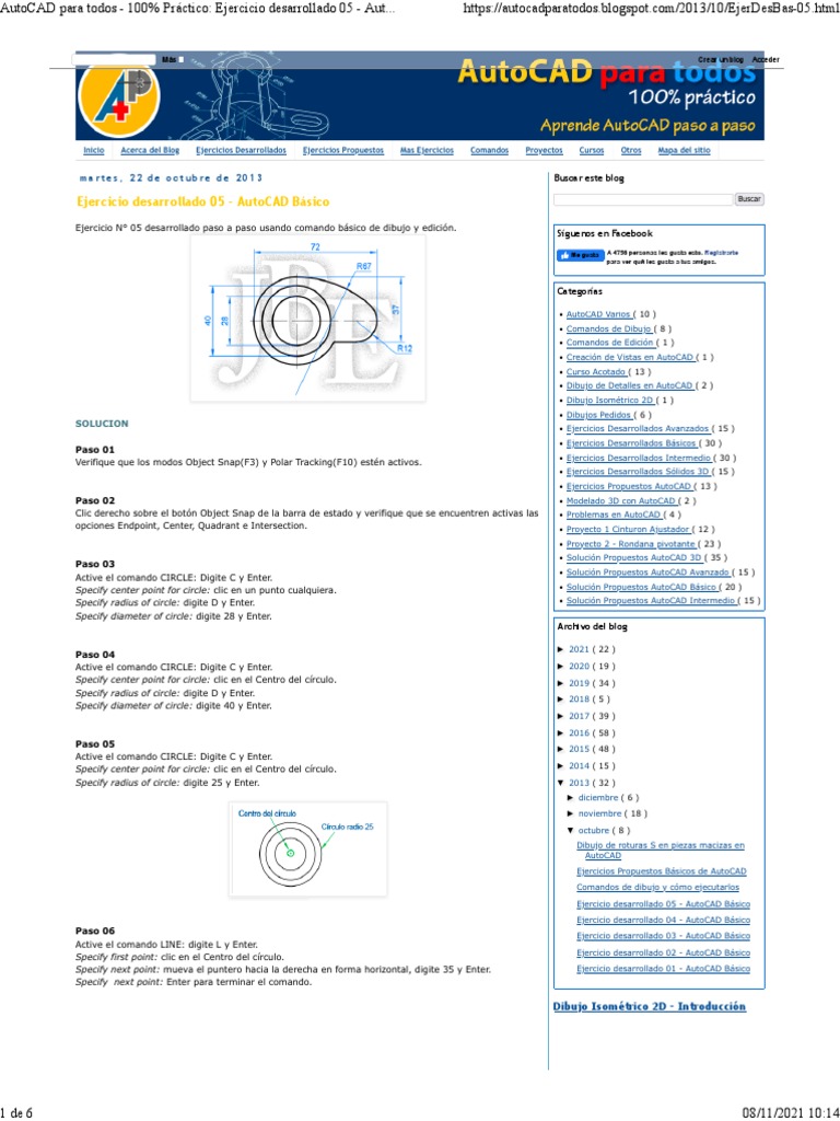 AutoCAD para Todos - 100% Práctico Ejercicio Desarrollado 05 - AutoCAD ...