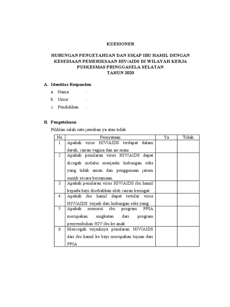 Kuesioner Proposal Yuliawati | PDF