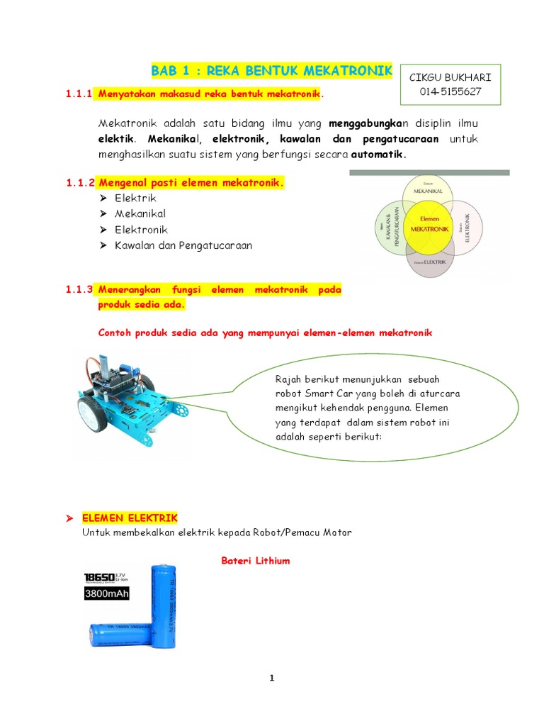 Bab 1 Reka Bentuk Mekatronik | PDF