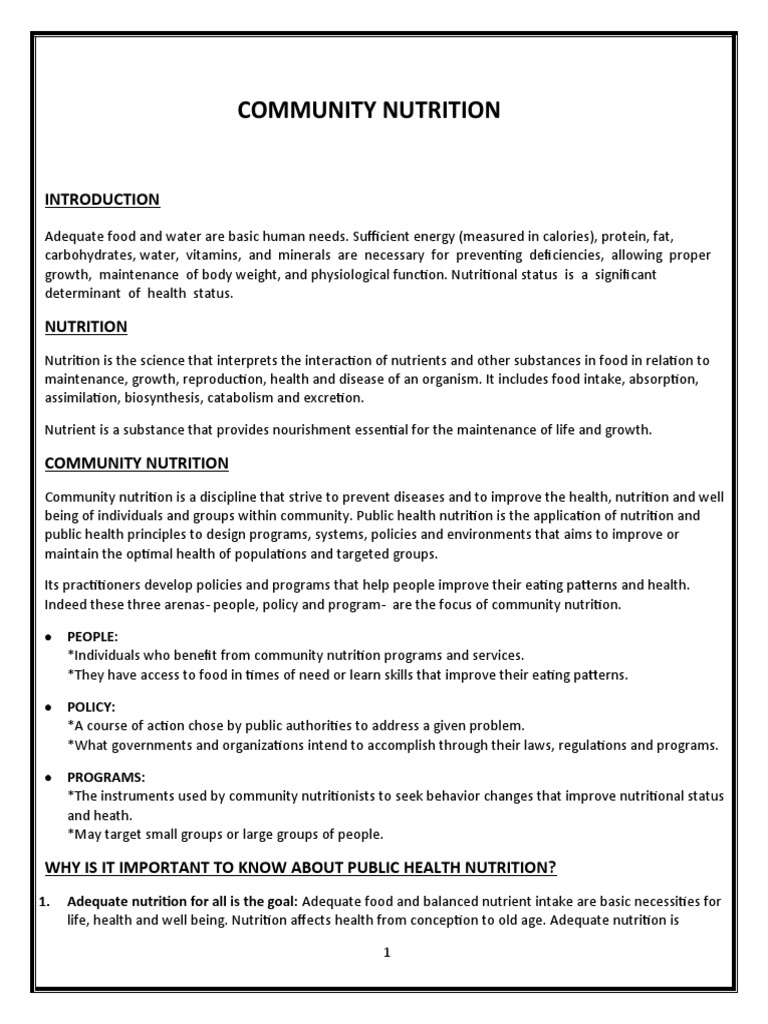Community Nutrition | PDF | Nutrients | Human Nutrition