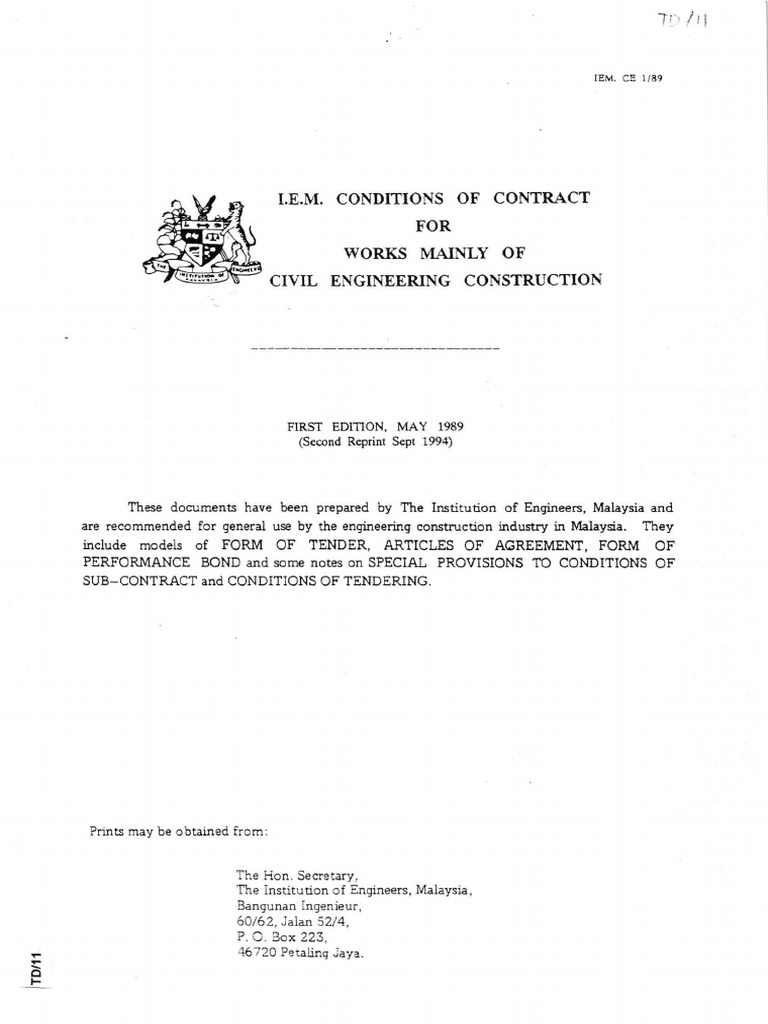 IEM Standard Form of Contract | PDF