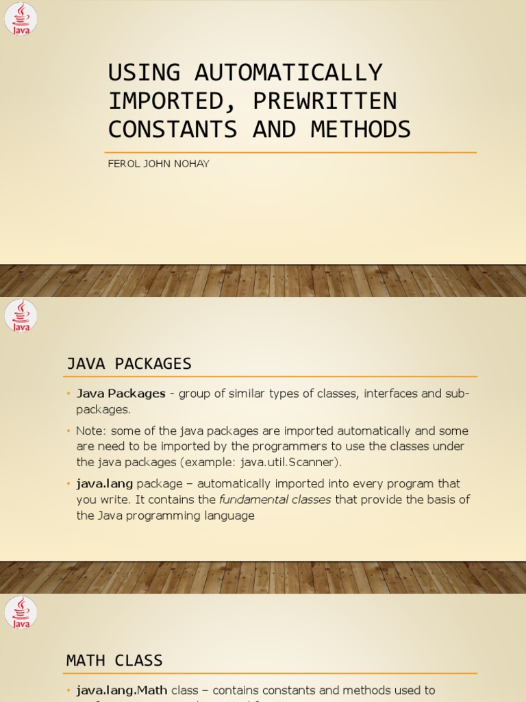 3 - Using Automatically Imported, Prewritten Constants and Methods | PDF | Method (Computer ...