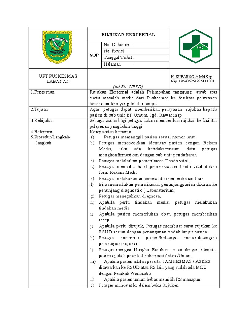 SOP Rujukan Eksternal | PDF
