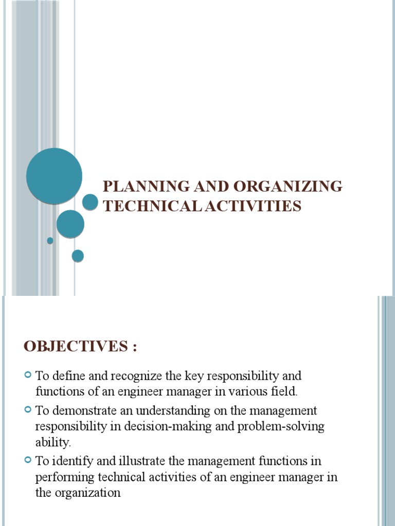 Planning and Organizing Technical Activities | PDF | Strategic Planning | Goal