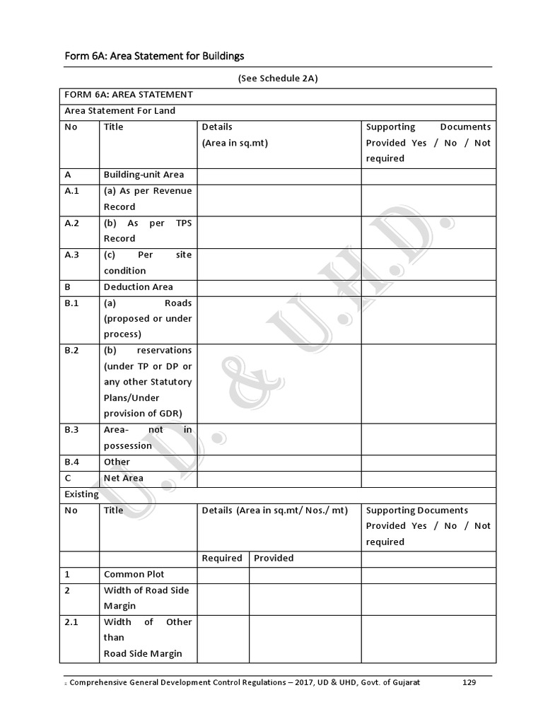 Form 6A: Area Statement For Buildings | PDF