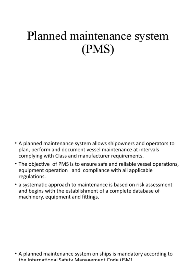 Planned Maintenance System (PMS) | PDF | Lubricant | Bearing (Mechanical)