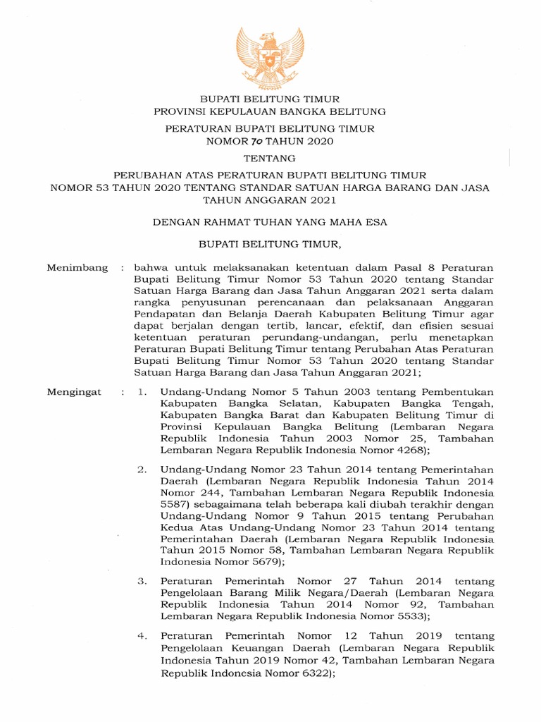 Perbup Perubahan SSH 2021 | PDF